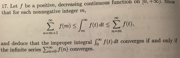 Solved Let F Be A Positive Decreasing Continuous Function