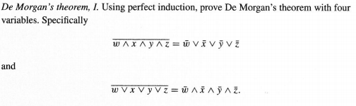 Solved De Morgan 's theorem, I. Using perfect induction, | Chegg.com