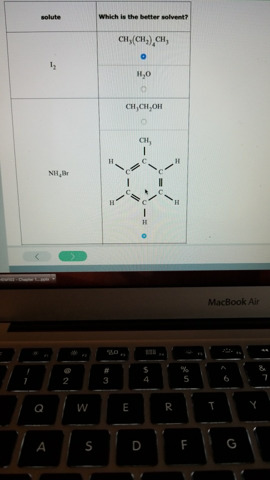 Solved solute Which is the better solvent? CH3(CH2) CH H,o | Chegg.com