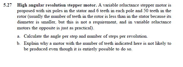 Solved High angular resolution stepper motor. A variable | Chegg.com