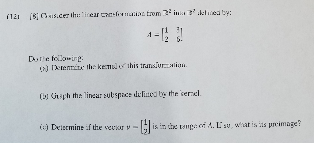 Solved Consider the linear transformation from R^2 into R^2 | Chegg.com