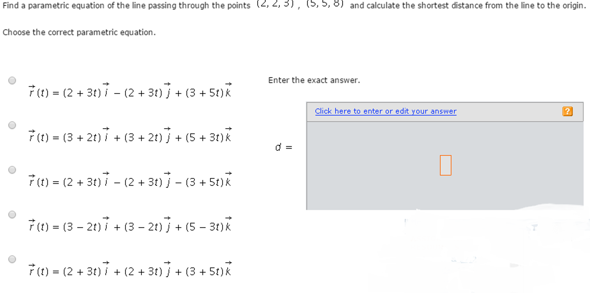 Solved Find a parametric equation of the line passing | Chegg.com