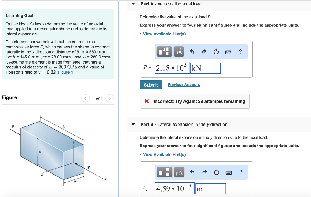 Solved Part A-value of the axial load Learning Goal To use | Chegg.com