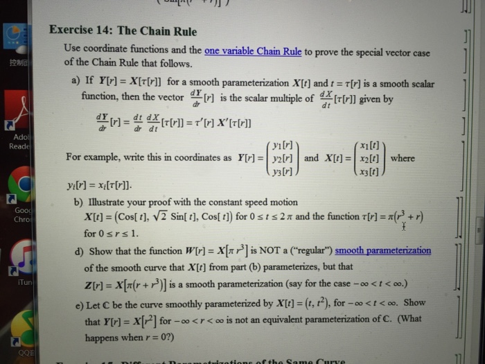 Solved Use coordinate functions and the one variable Chain | Chegg.com