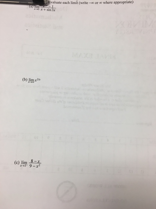 Solved Evaluate each limit (write -infinity or infinity | Chegg.com