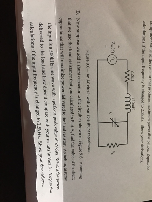 Now suppose we add a shunt capacitor to the circuit | Chegg.com