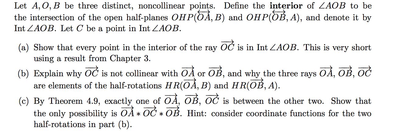 Let A, O, B be three distinct, noncollinear points. | Chegg.com