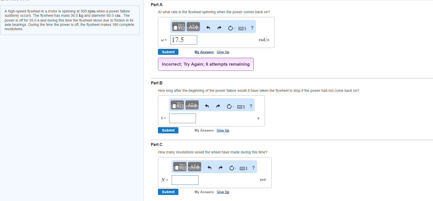 Solved A high-speed flywheel in a motor is spinning at 500 | Chegg.com