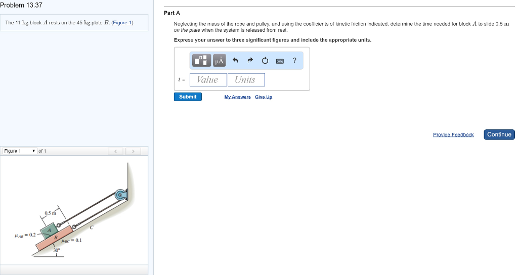 Solved Determine the time needed for block A to slide 0.5 m | Chegg.com