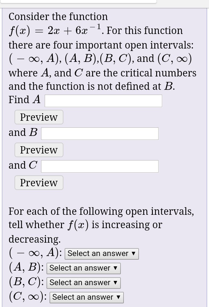 Solved Consider the function f(x)-2x + 6x . For this | Chegg.com