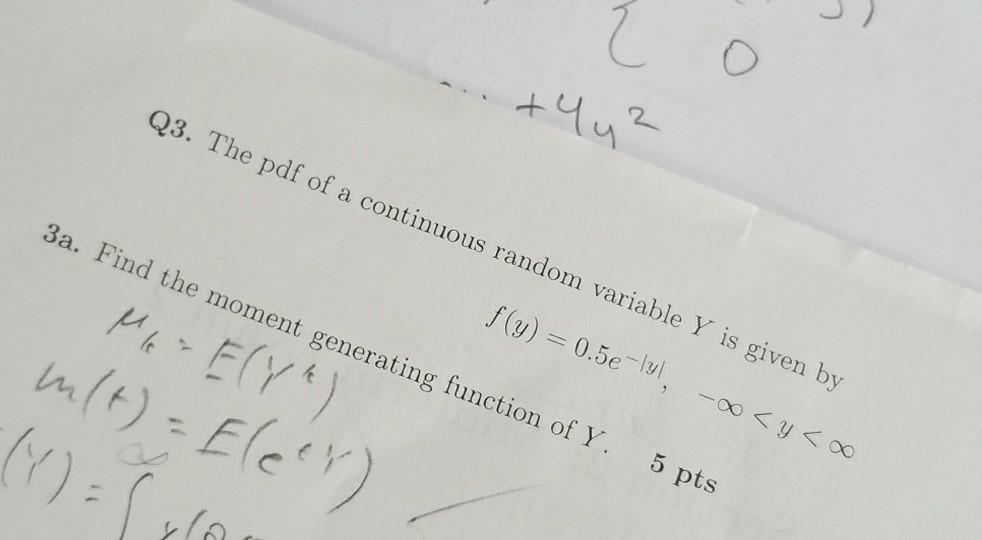Solved 1 Q3. The pdf of a continuous random variable Y is | Chegg.com