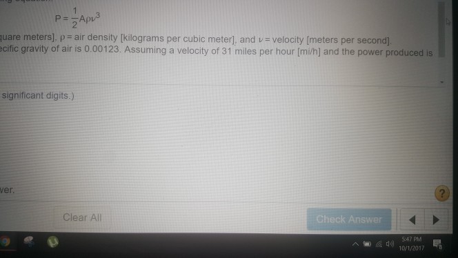 Solved The power available from a wind turbine is calculated | Chegg.com
