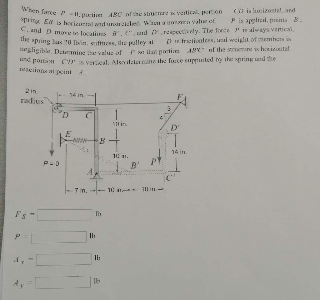 Solved When force P = 0, portion ABC of the structure is | Chegg.com