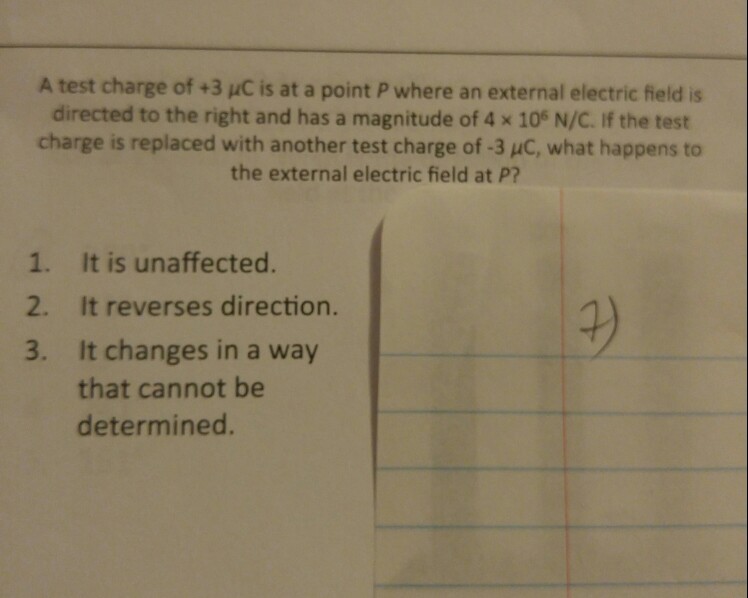Solved A test charge of +3 uC is at a point P where an | Chegg.com