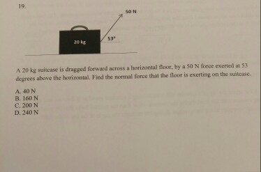 Solved A 20 kg suitcase is dragged forward across a | Chegg.com