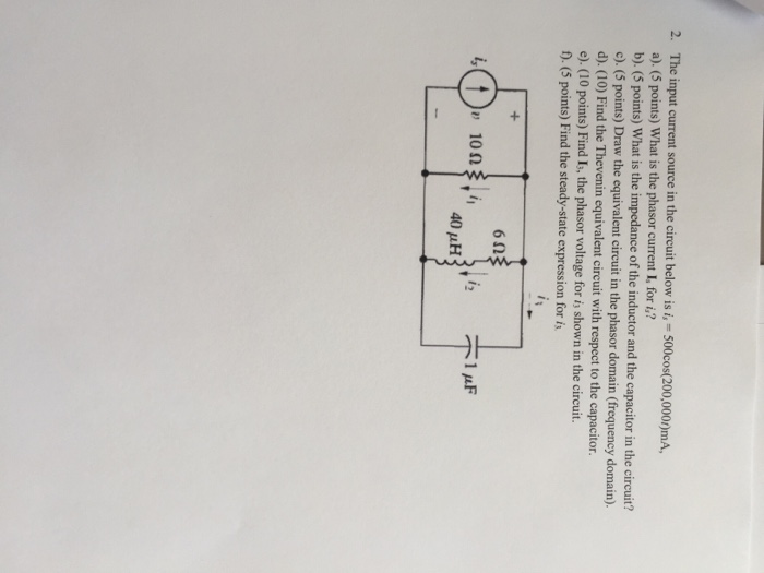 Solved The input current source in the circuit below is | Chegg.com