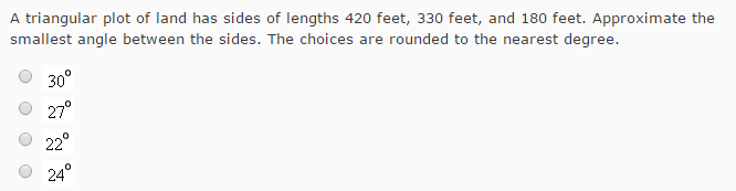 Solved A triangular plot of land has sides of lengths 420 | Chegg.com