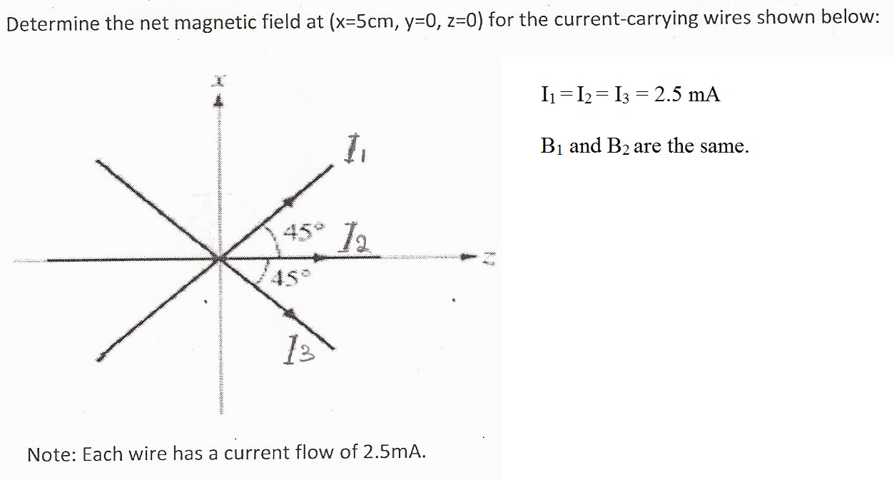 Solved Determine the net magnetic field at (x=5cm, y=0, z=0) | Chegg.com