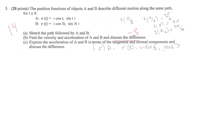 Solved 5. The position functions of objects A and B describe | Chegg.com