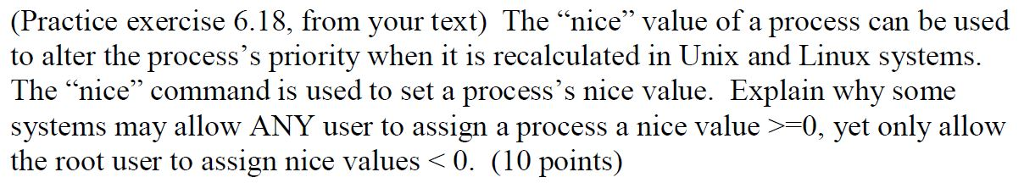 Solved (Practice exercise 6.18, from your text) The "nice" | Chegg.com
