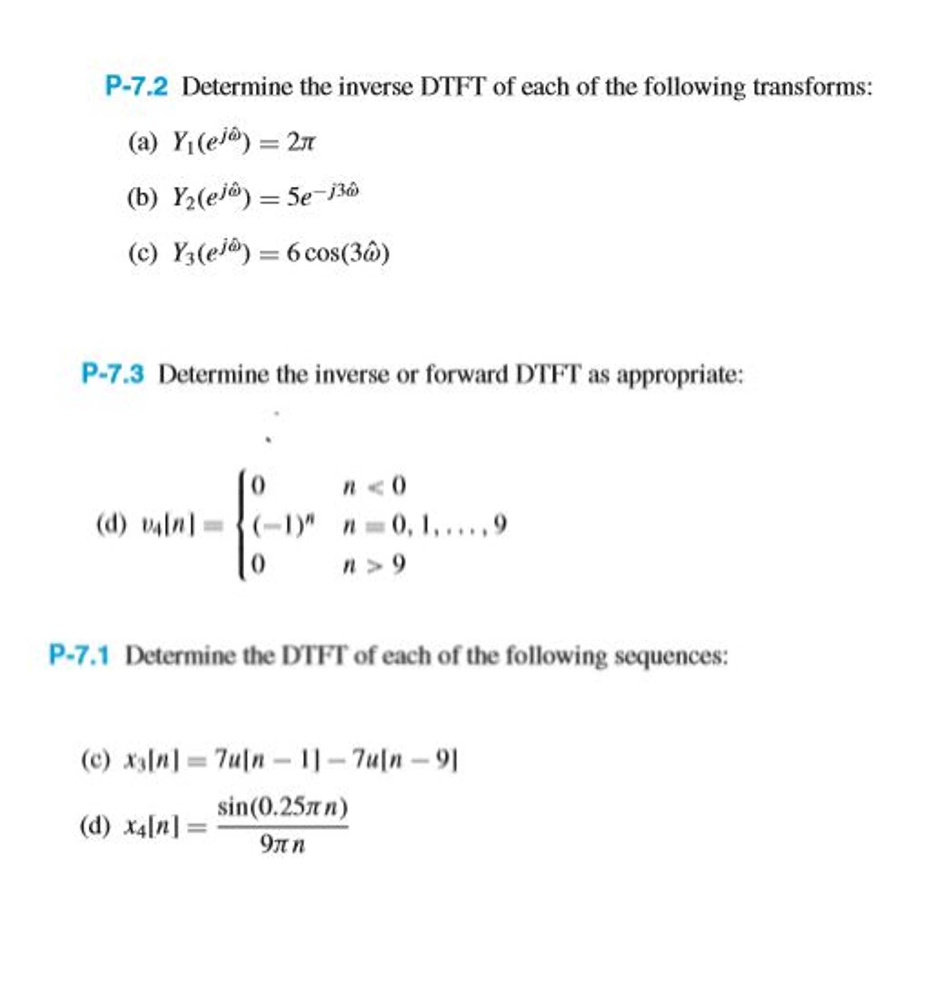 Solved Determine the inverse DTFT of each of the following | Chegg.com