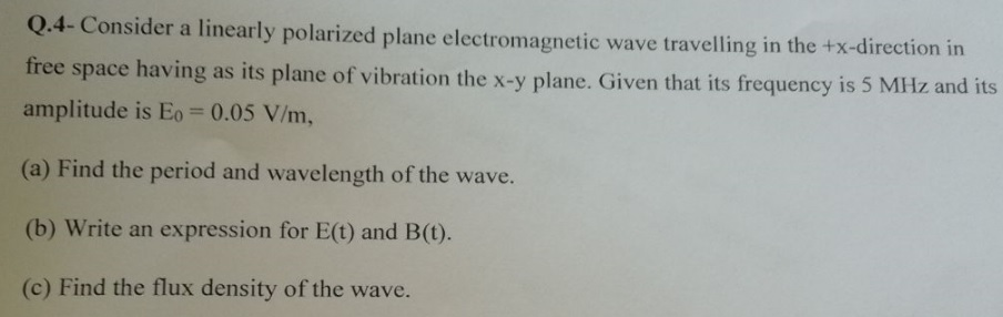 Solved Q.4-Consider a linearly polarized plane | Chegg.com