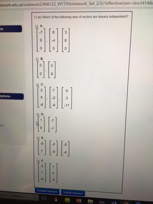 Solved Bwork Wlu Ca Webwork2 Ma122 W17 Homework Set