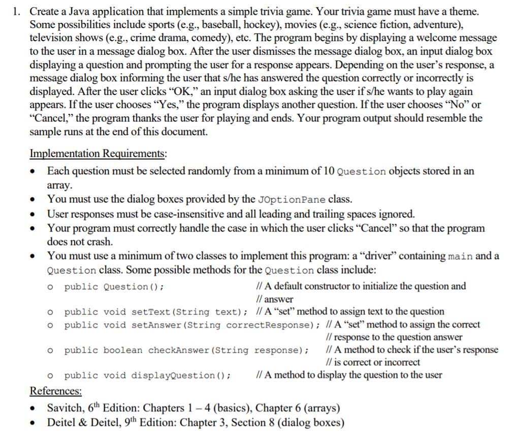 Solved 1. Create a Java application that implements a simple | Chegg.com