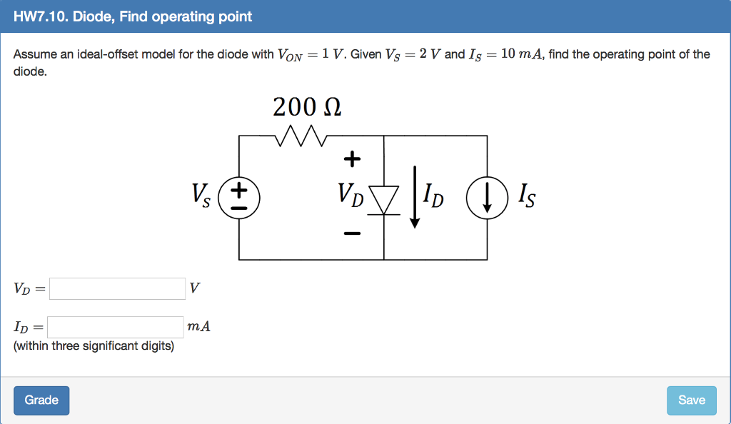 Solved HW7.10. Diode, Find operating point Assume an | Chegg.com