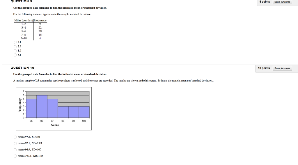 Solved Use the grouped data formulas to find the indicated | Chegg.com