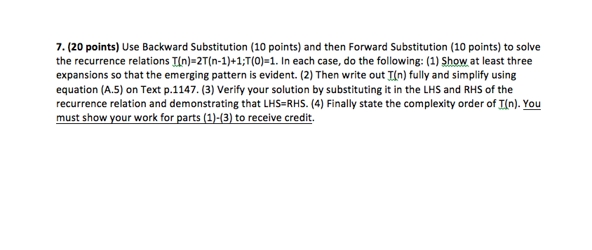 Solved 7 20 Points Use Backward Substitution 10 Points 
