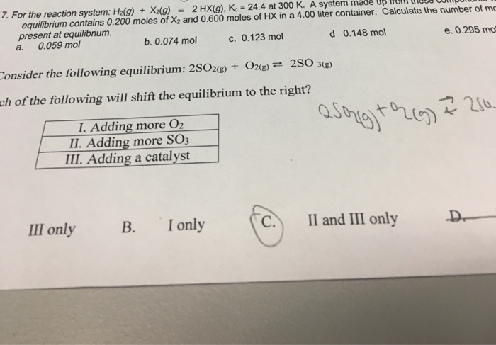 Solved For the reaction system H_2(g) + X_2(g) = 2HX(g), K_c | Chegg.com