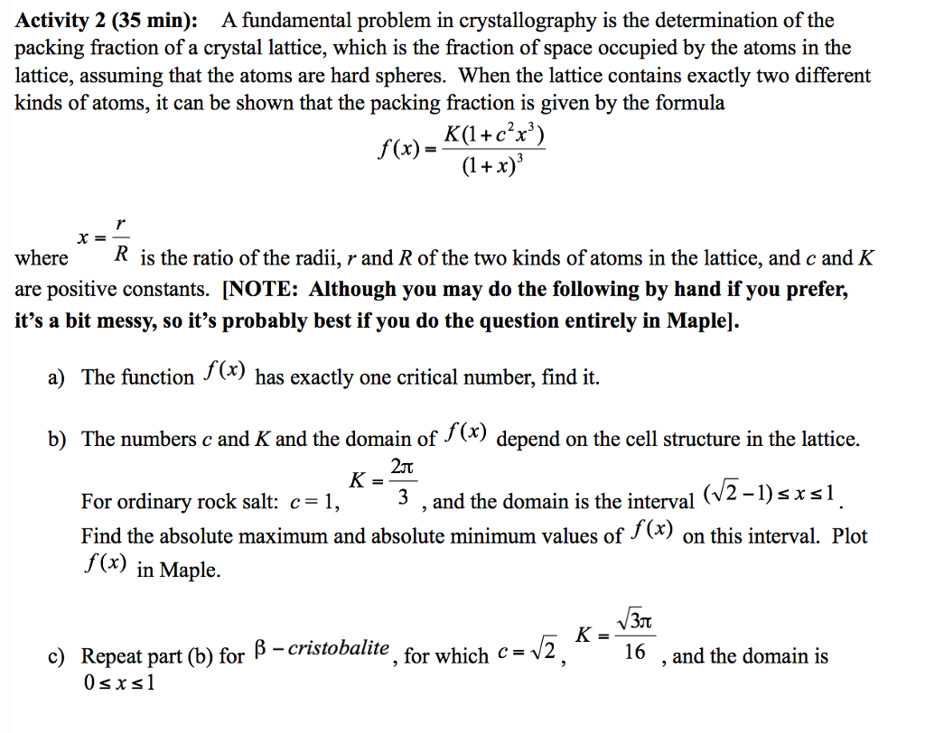 Solved Activity 2 (35 min): A fundamental problem in | Chegg.com
