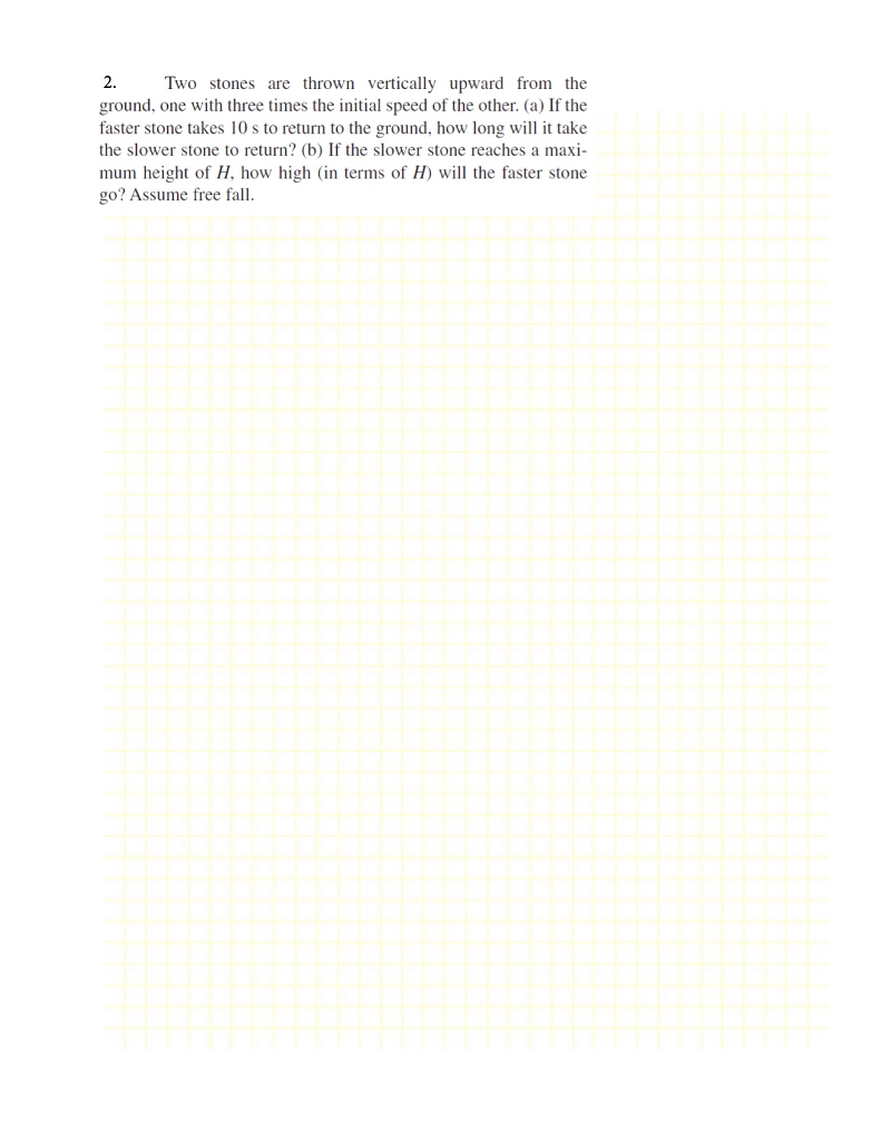 Solved 2. Two stones are thrown vertically upward from the | Chegg.com