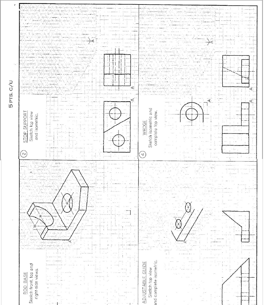 Solved Please Draw the multiple view and Isometric Technical | Chegg.com