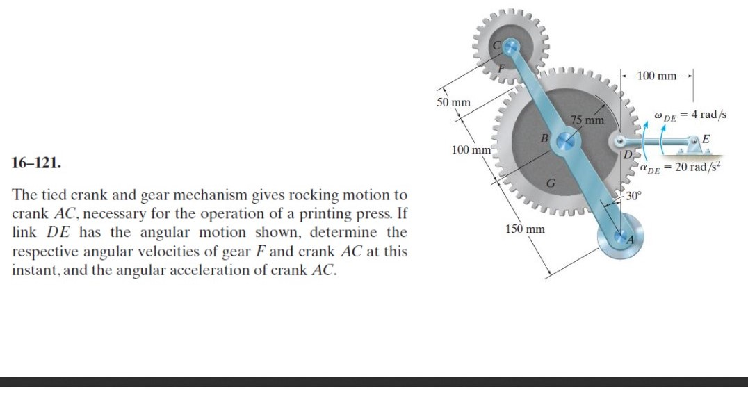 Solved The tied crank and gear mechanism gives rocking | Chegg.com