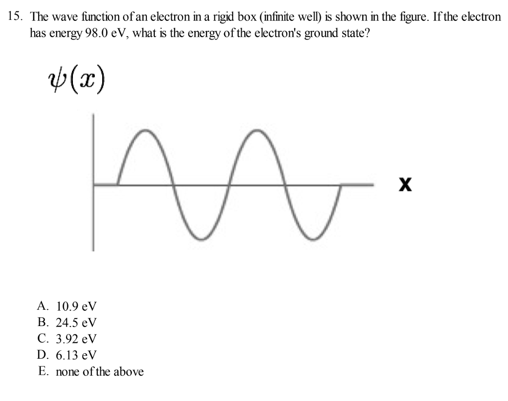Solved 15. The wave function of an electron in a rigid box | Chegg.com