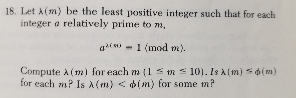 Solved 18. Let λ (m) be the least positive integer such that | Chegg.com