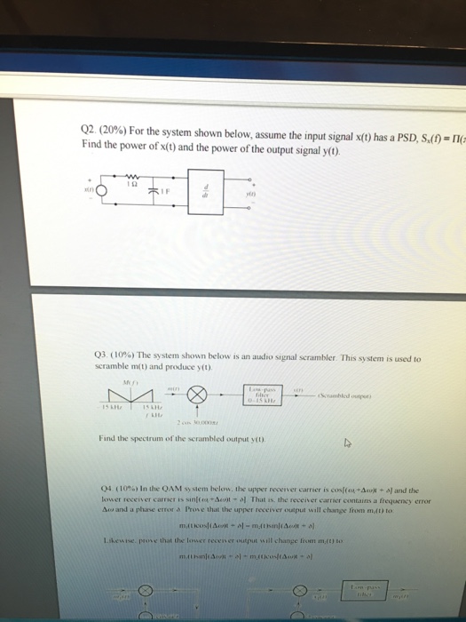 Solved For the system shown below, assume the input signal | Chegg.com