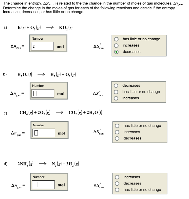 Solved The change in entropy, Delta S degree_rxn is related | Chegg.com