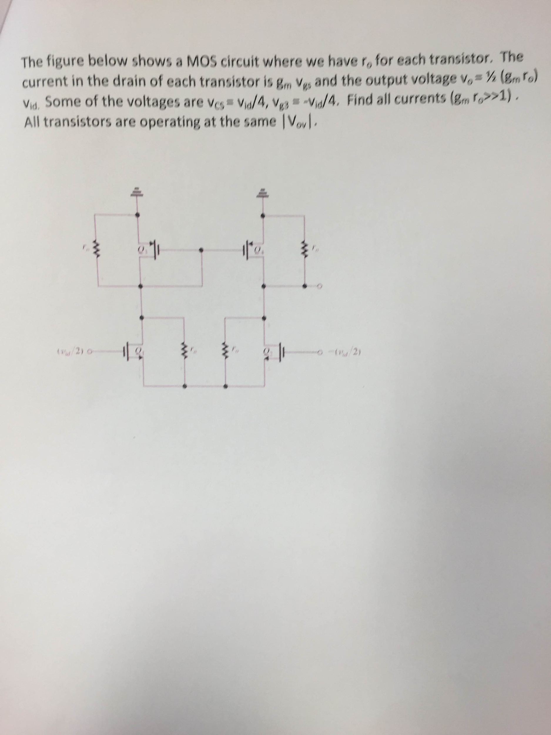 Solved THe Figure below shows a MOS circuit where we have r0 | Chegg.com