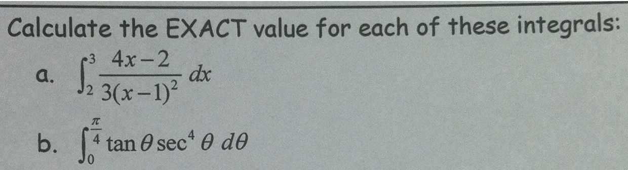 Solved Calculate the EXACT value for each of these | Chegg.com