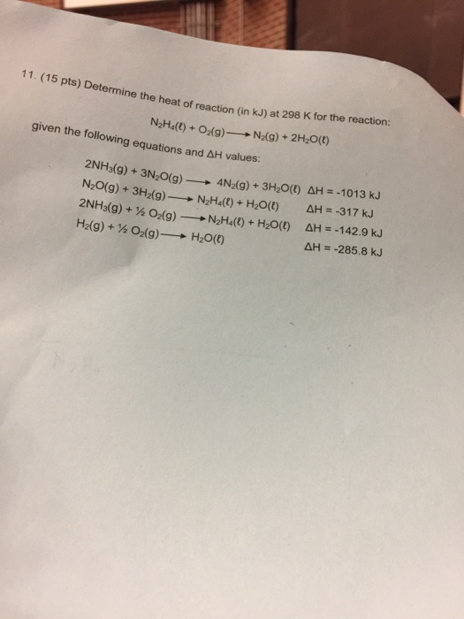 Solved Determine the heat of reaction (in kJ) at 298 K for | Chegg.com