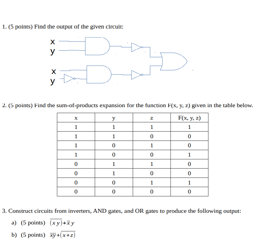 Solved 1. (5 points) Find the output of the given circuit: | Chegg.com