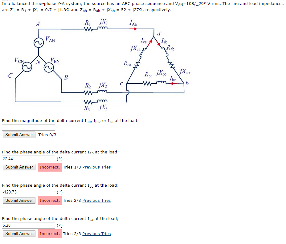 Solved In a balanced three-phase Y-A system, the source has | Chegg.com