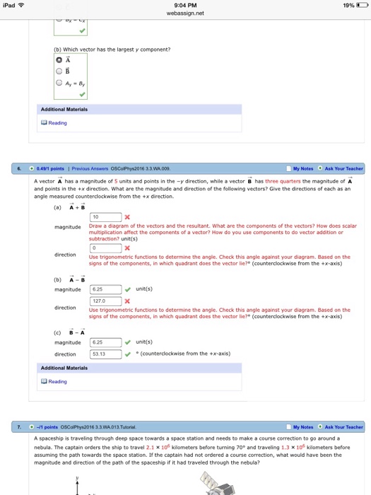 Solved Which vector has the largest y component? A vector | Chegg.com