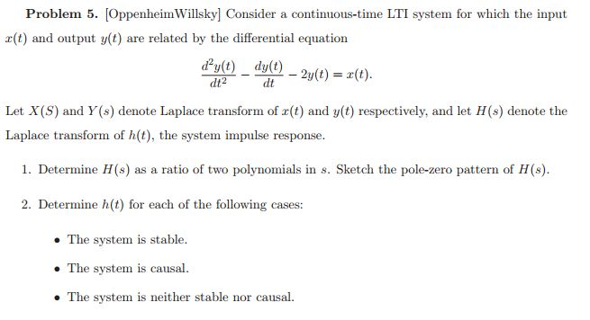 Solved Consider a continuous-time LTI system for which the | Chegg.com