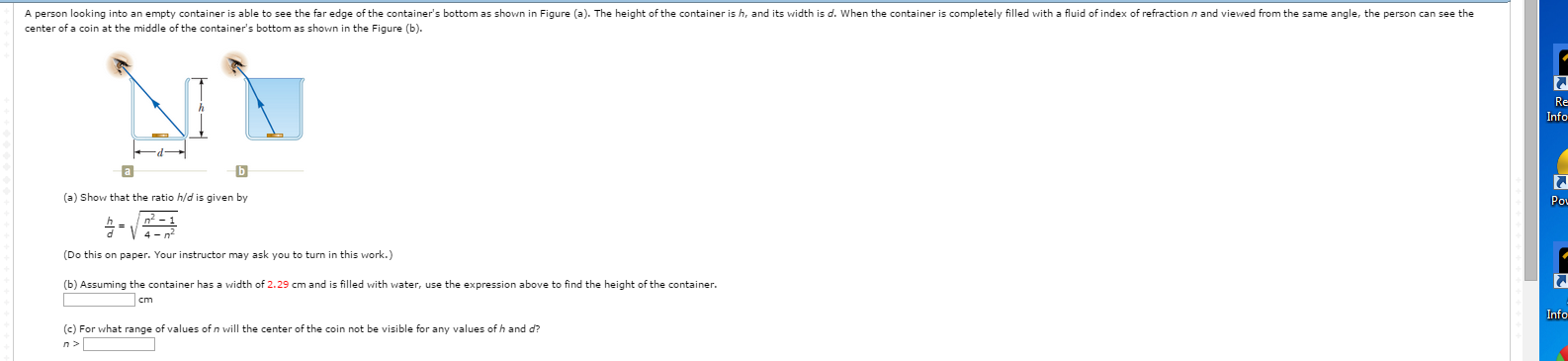 Solved A person looking into an empty container is able to | Chegg.com