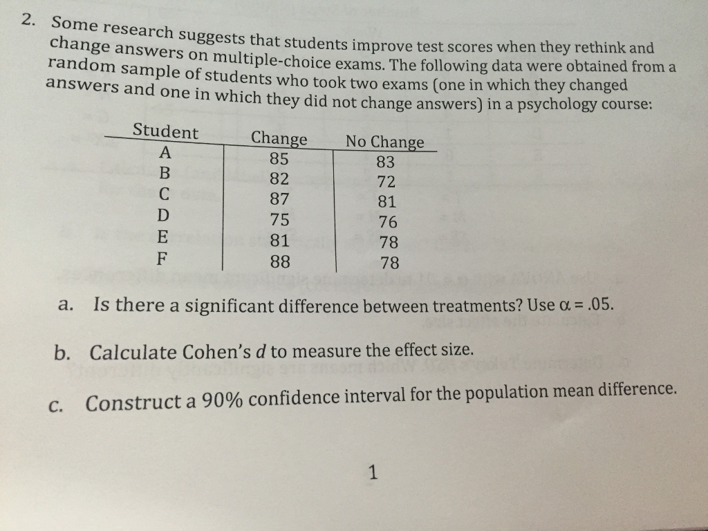 Solved Some research suggests that students improve test | Chegg.com