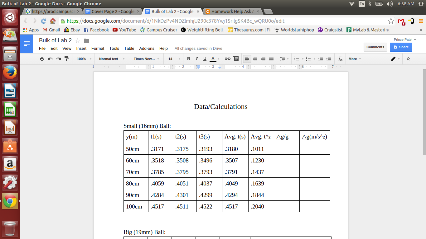 Solved Physics Lab: How to calculate delta g/g and delta | Chegg.com